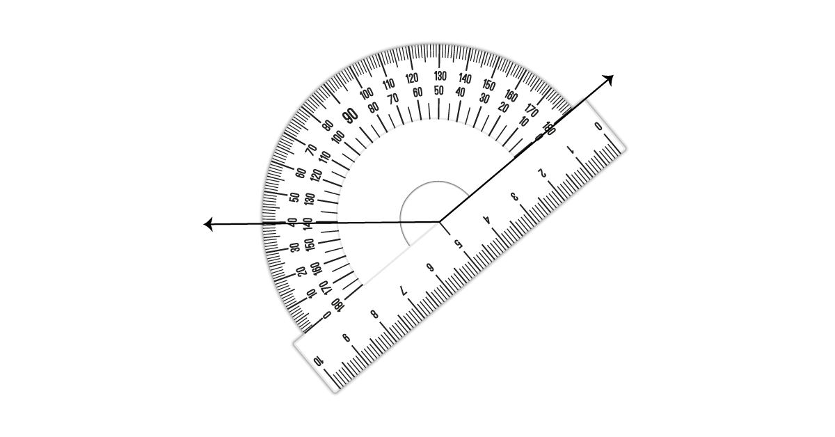 The angle measured by the given protractor is